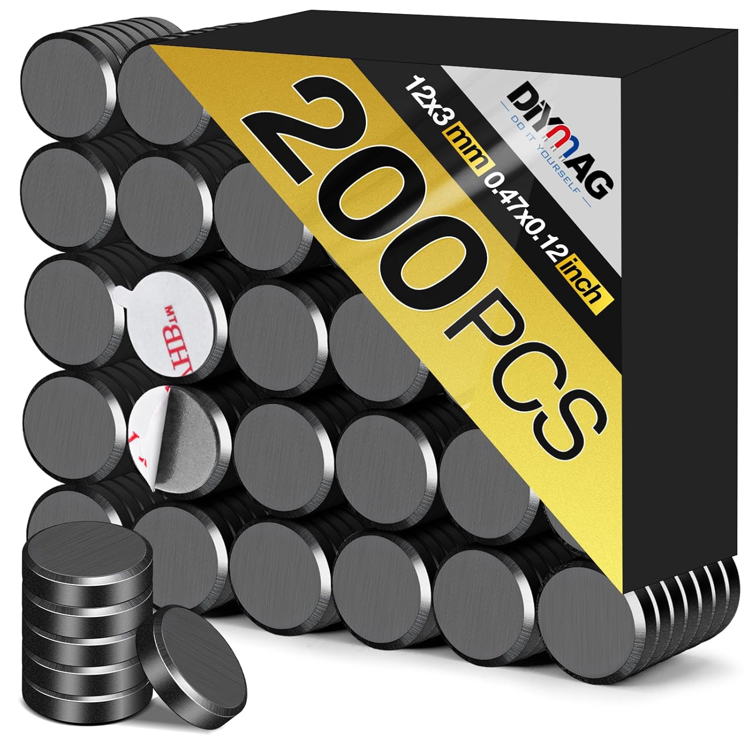 DIYMAG Strong Magnets 200Pcs 0.47x0.12Inch Fridge Refrigerator Magnet ...