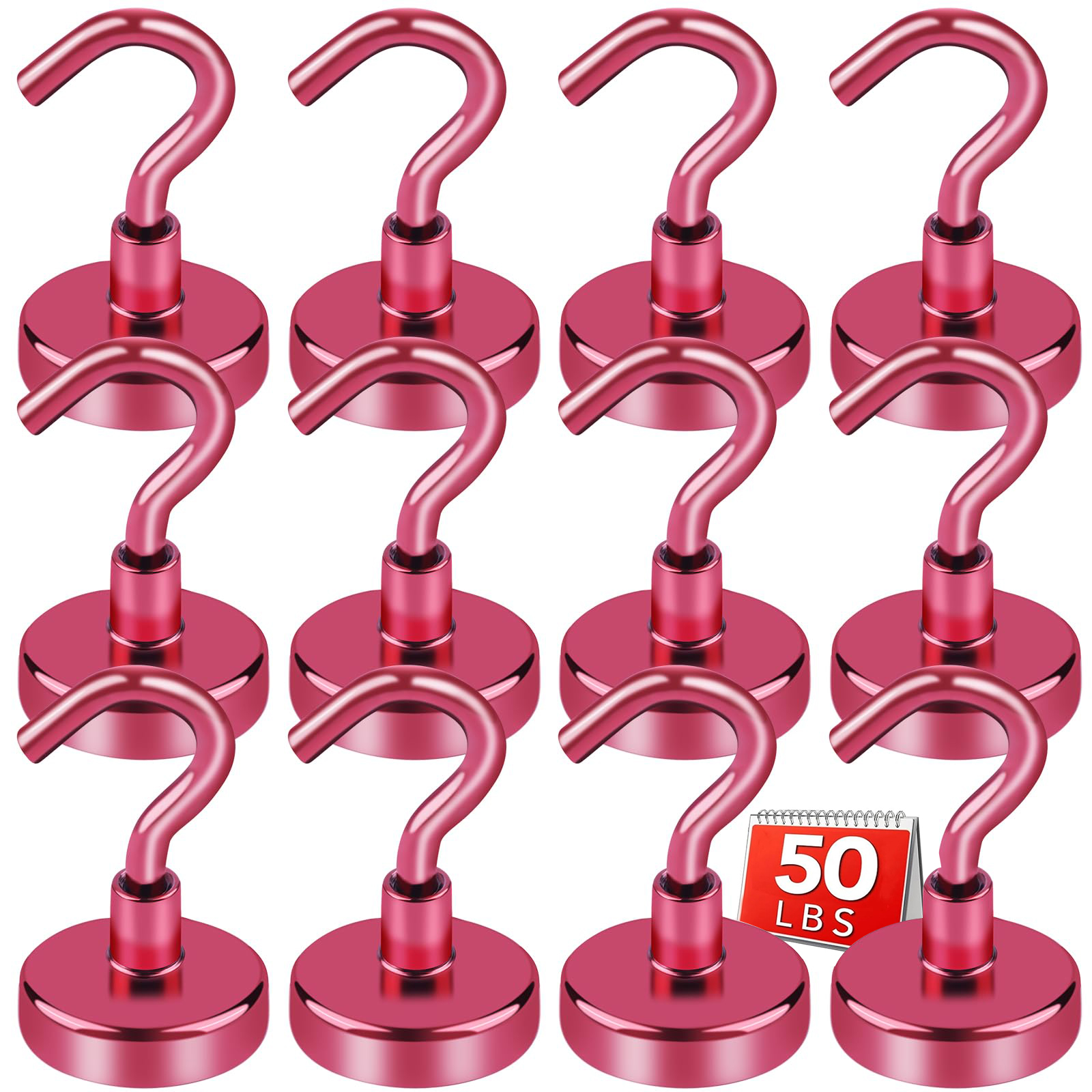 DIYMAG Strong Neodymium Magnetic Hooks, 50lbs Heavy Duty Magnets with ...