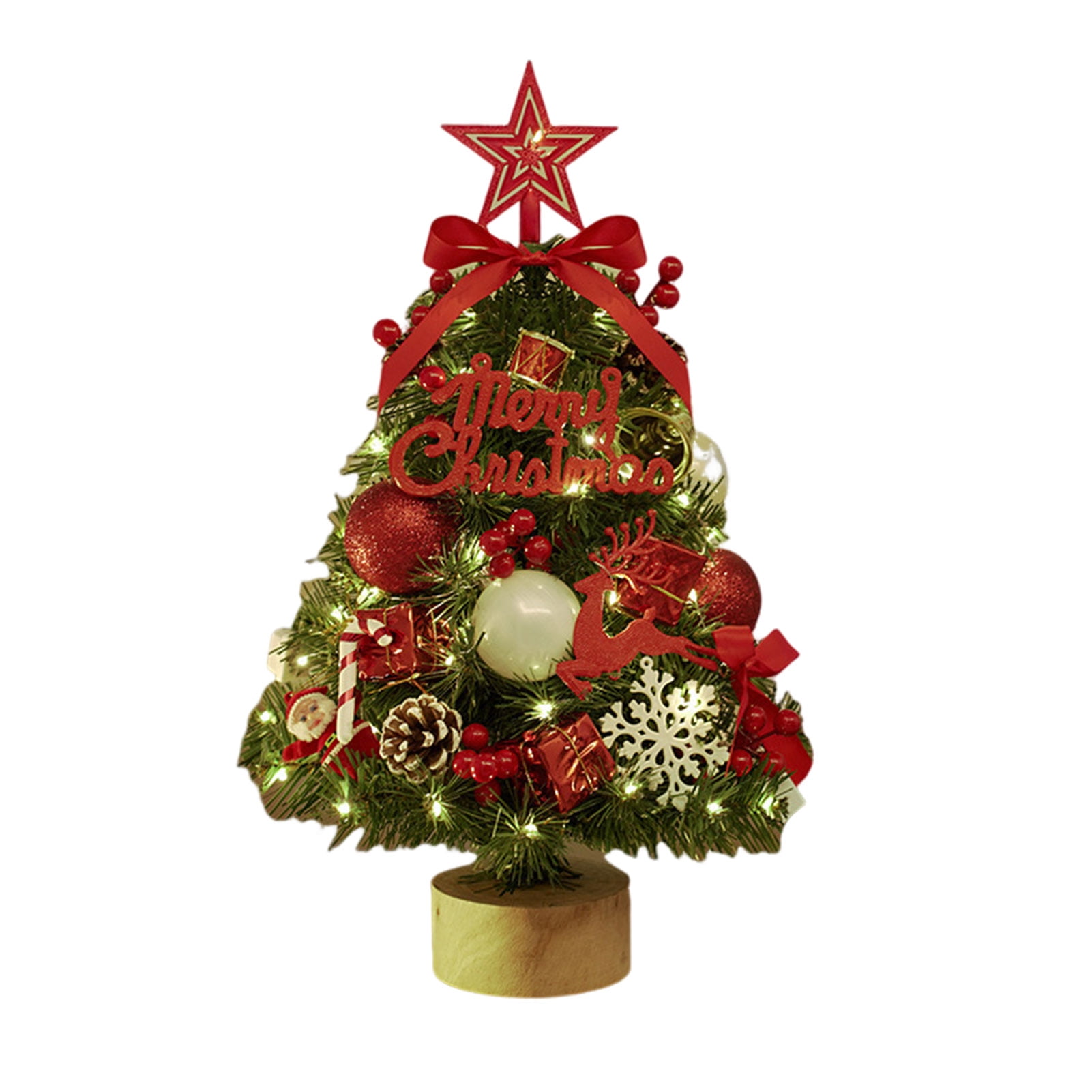 Sparkling LED Lights Mini Christmas Tree 17.7Inches with Refined Golden ...