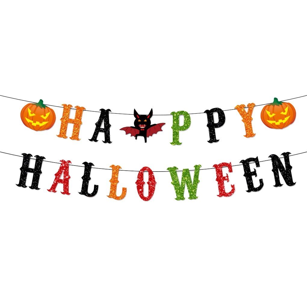 DIYOO Halloween Banner Spooky Terrifying Pumpkin Witch Gnome Skull and ...