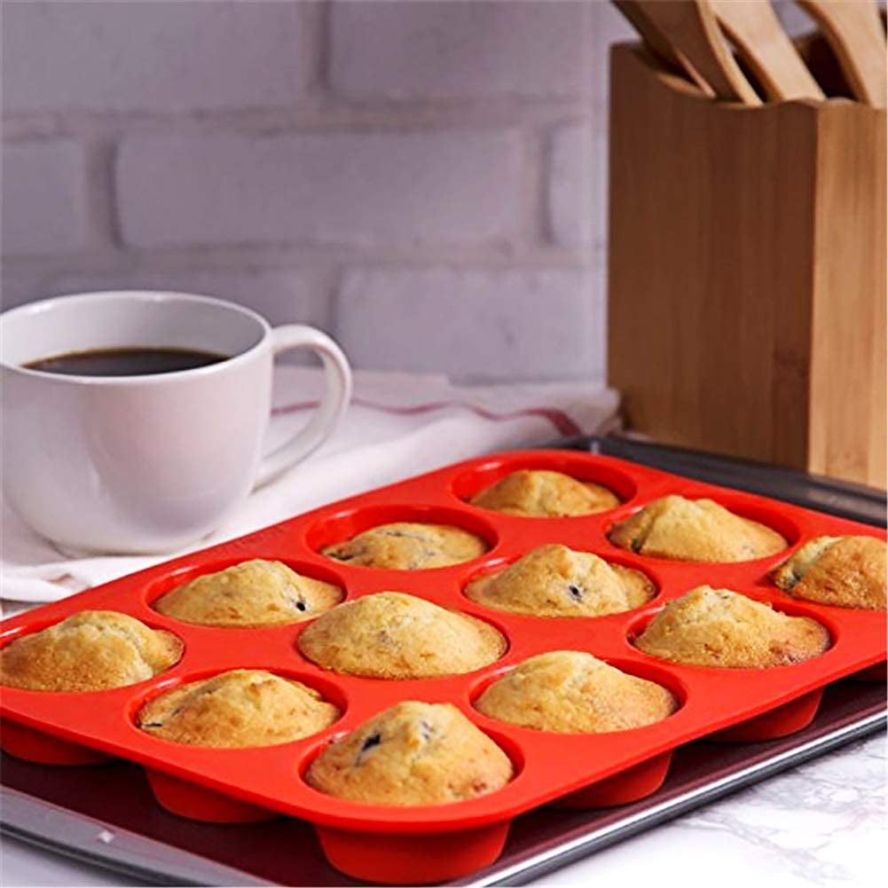 DIYOO Silicone Muffin Pan, 12 Cups, Mini Loaf, Non-stick Baking Mold ...