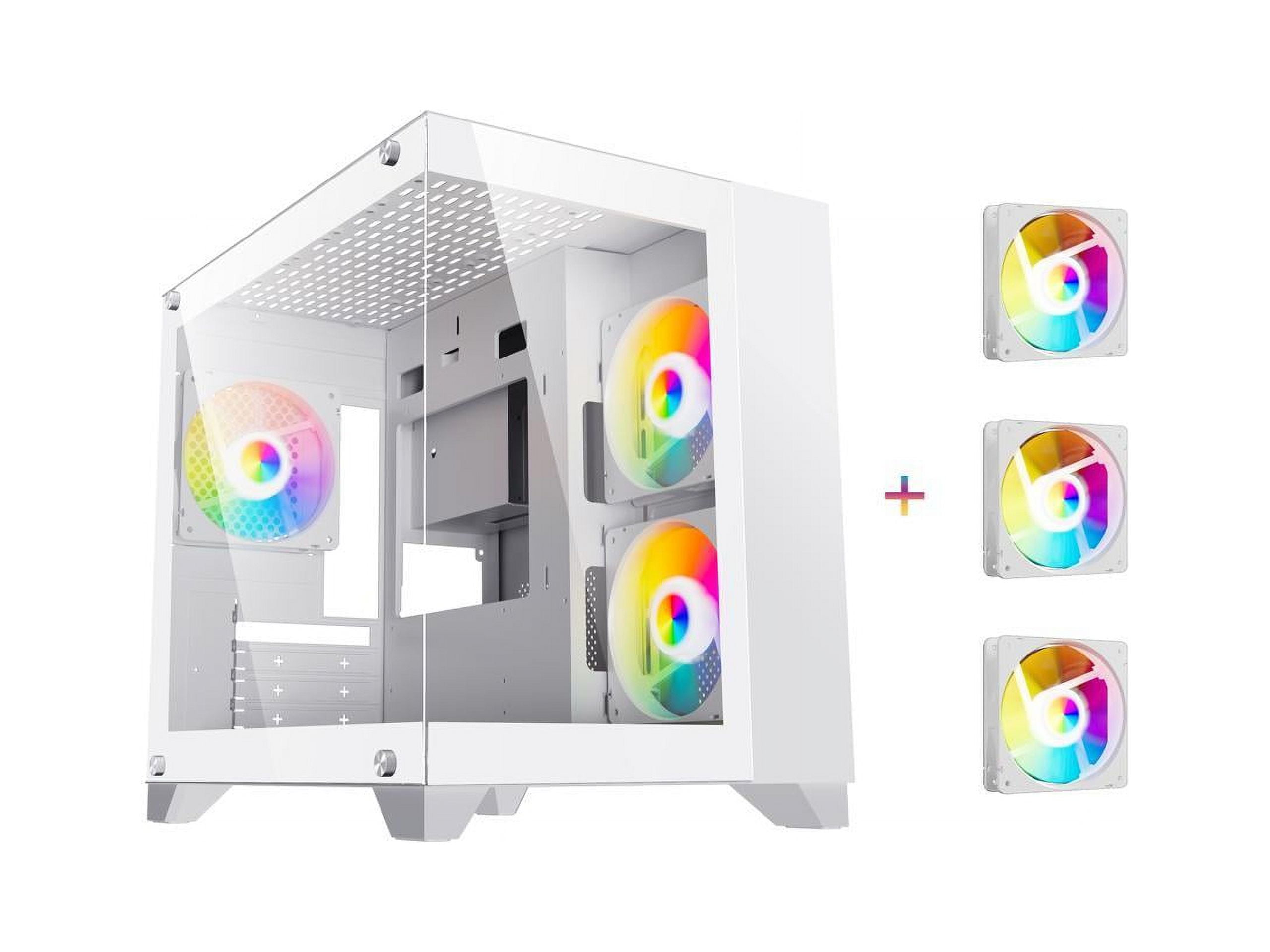 DIYPC ARGB-Q01-W White USB3.0 Tempered Glass Micro ATX Gaming Computer ...