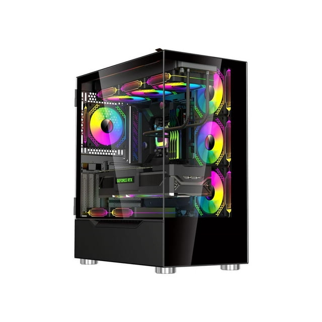 DIYPC ARGB-Q18-BK Black USB3.0 ATX Mid Tower Gaming Computer Case w ...