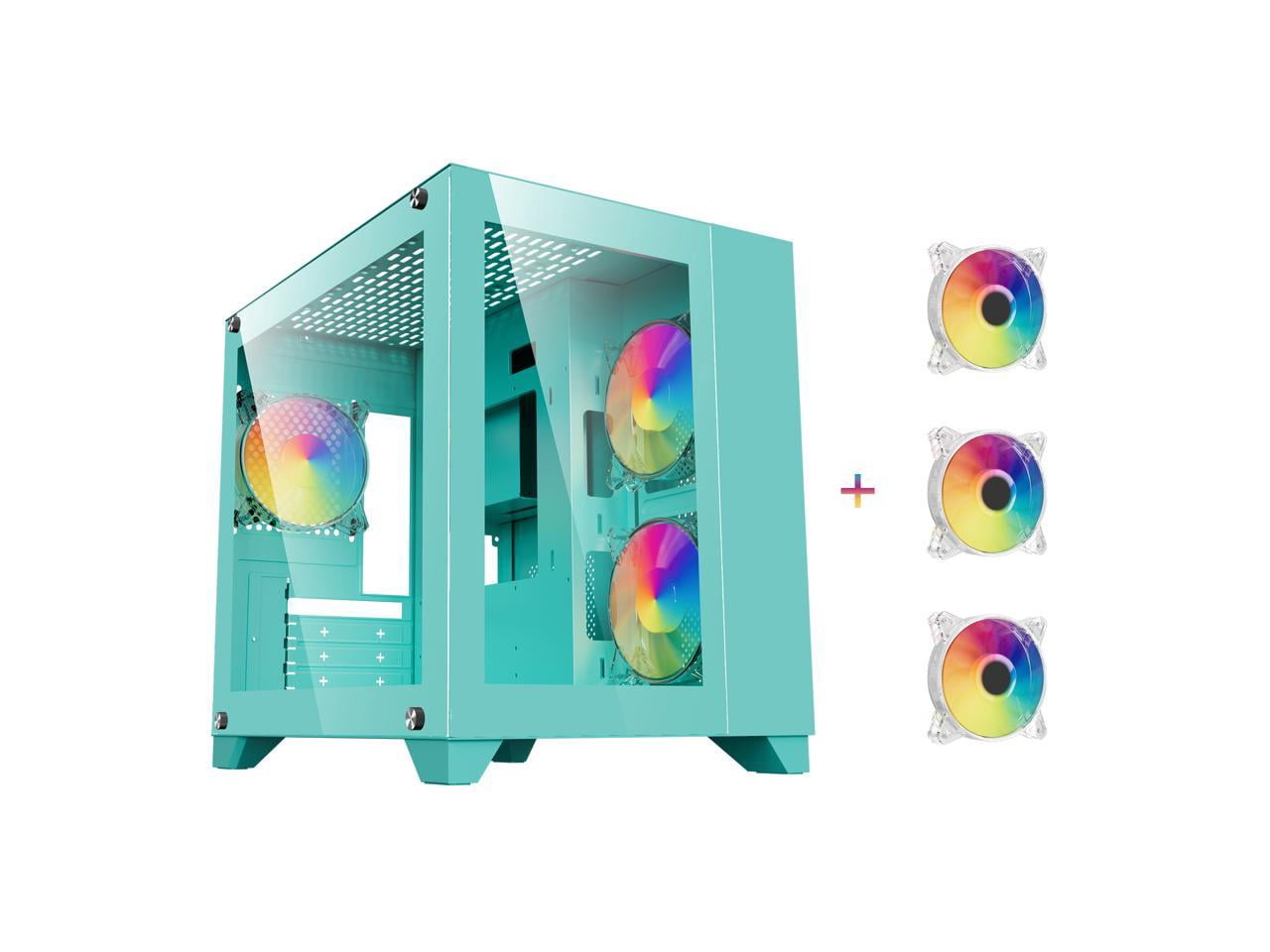 DIYPC ARGB-Q3-Green USB3.0 Tempered Glass Micro ATX Green Gaming ...