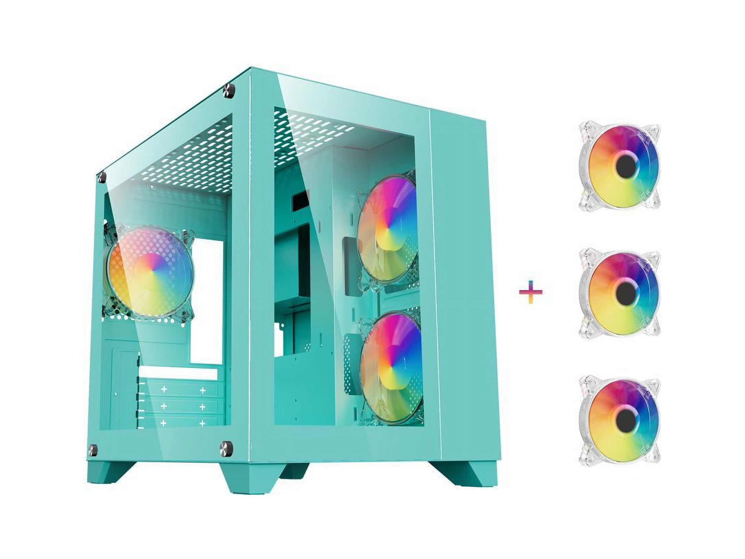 DIYPC ARGB-Q3-Green USB3.0 Tempered Glass Micro ATX Green Gaming ...