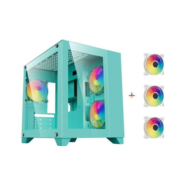DIYPC ARGB-Q3-Green USB3.0 Tempered Glass Micro ATX Green Gaming ...