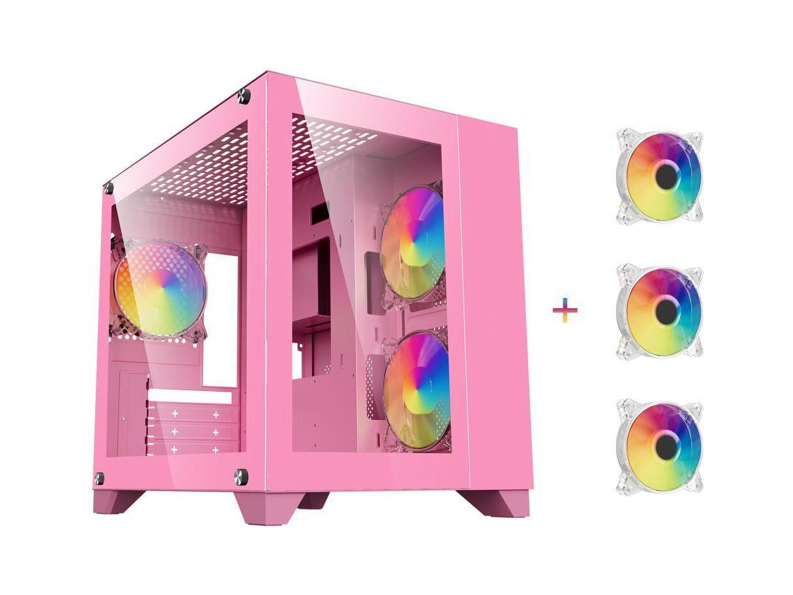 DIYPC ARGB-Q3-Pink Pink USB3.0 Tempered Glass Micro ATX Gaming Computer ...
