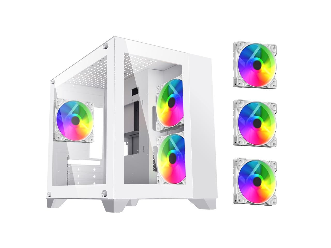 DIYPC ARGB-Q3.v2-W White USB3.0 Tempered Glass Micro ATX Gaming ...