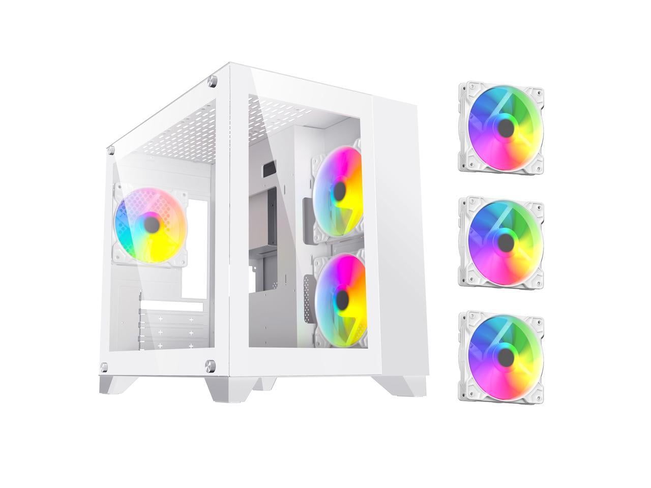 DIYPC White Gaming Computer Case, Micro ATX, USB3.0, Dual Tempered ...