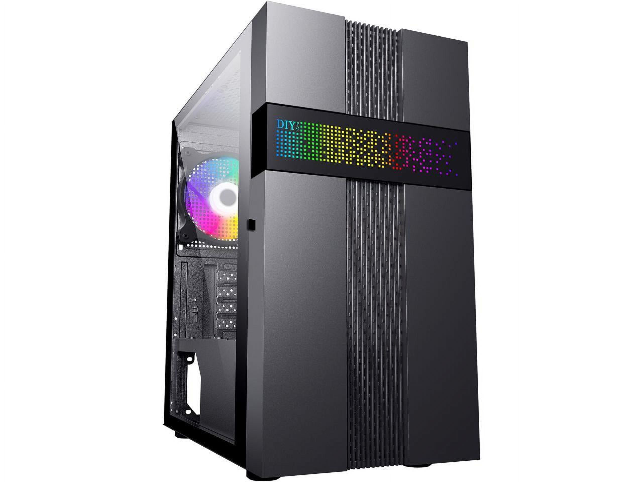 DIYPC ARGB-Q8-BK USB 3.0 Steel/Glass Micro-ATX Tower Gaming Case, 1x ...