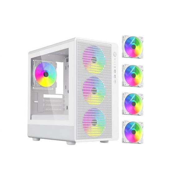 DIYPC ARGB-R1-W White USB3.0 /Type C Micro ATX Gaming Computer Case w ...