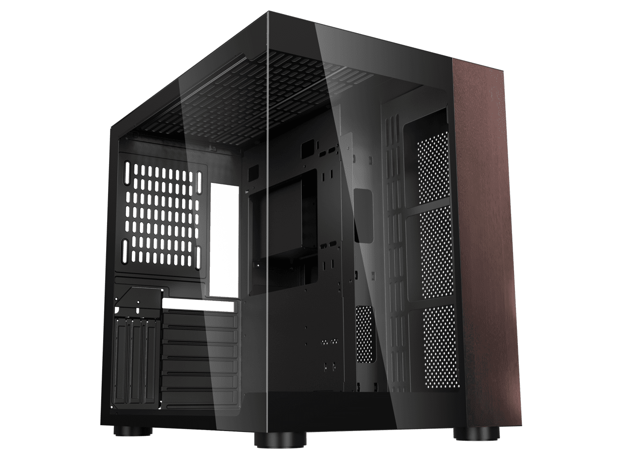 DIYPC DIY-CUBE10-Wood Black USB3.0 /Type C ATX Mid Tower Gaming ...