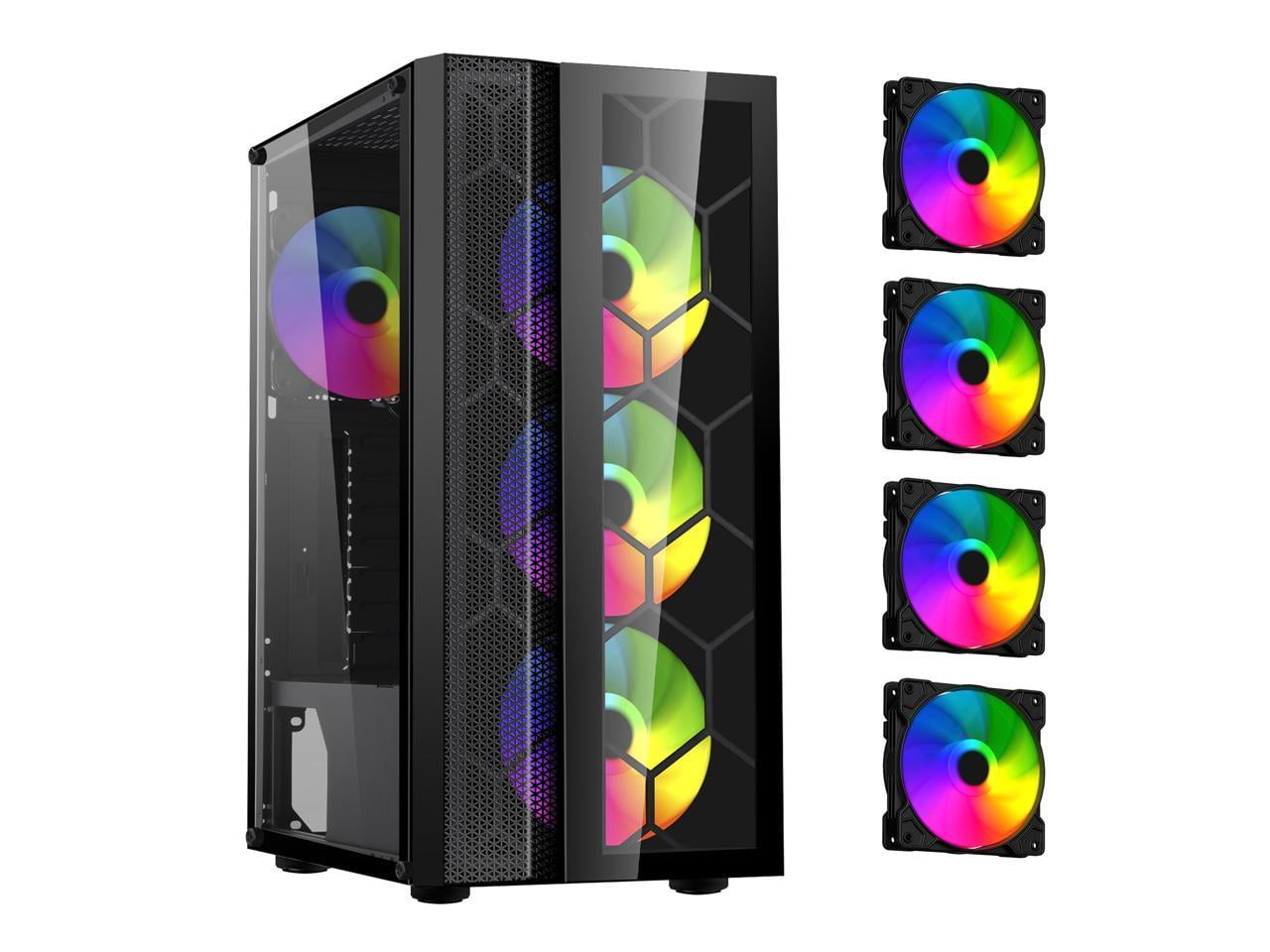 DIYPC Dragon-ARGB Black USB 3.0 Steel / Tempered Glass ATX Mid Tower ...