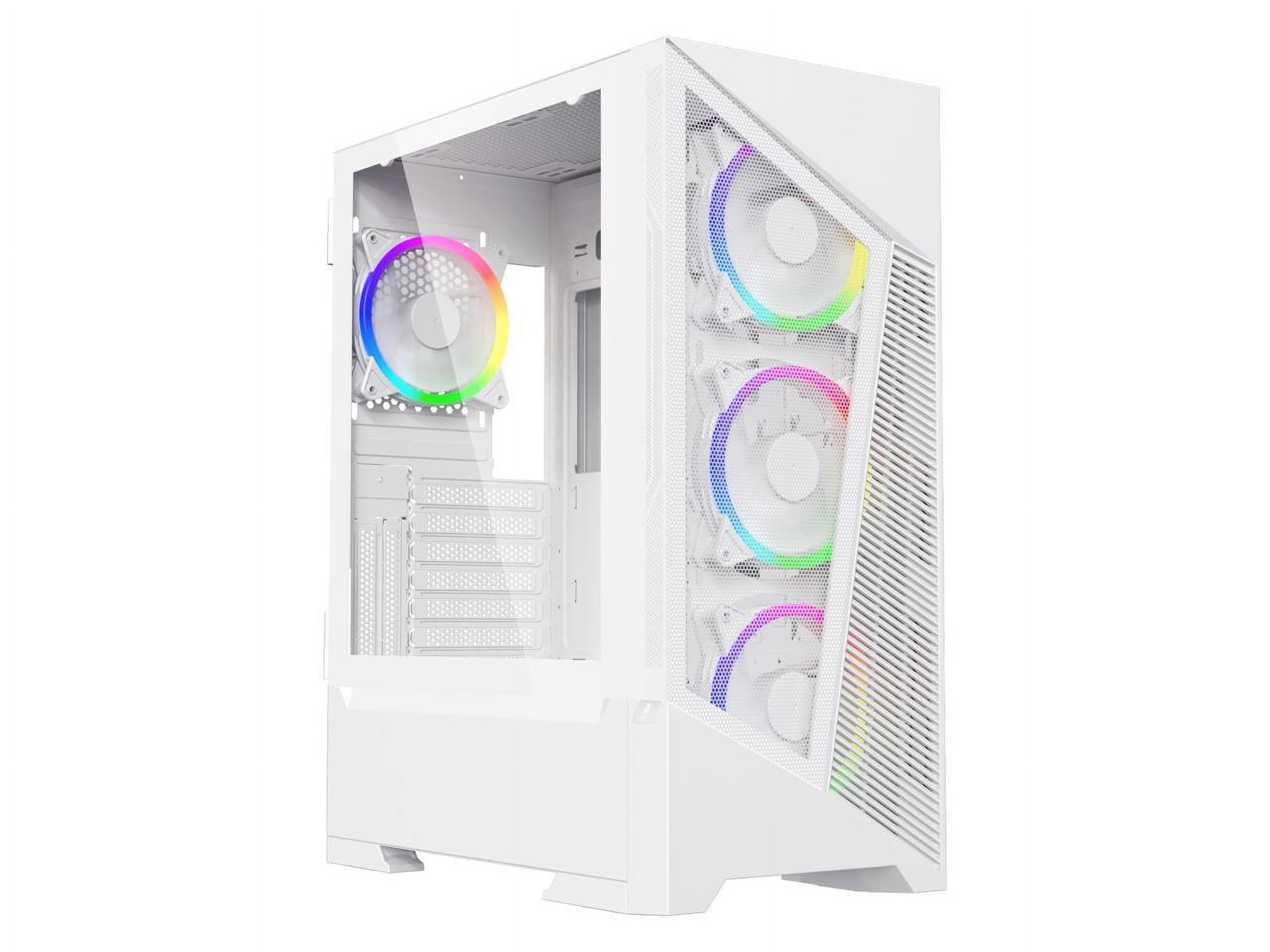 DIYPC Rainbow-Flash-F1-W White USB 3.0 Steel / Tempered Glass ATX Mid ...