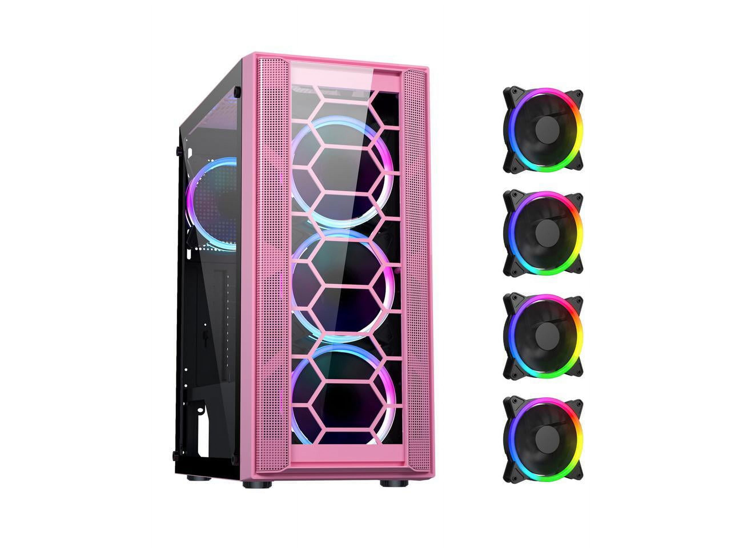 DIYPC Rainbow-Flash-F4-P Pink USB 3.0 ATX Mid Tower PC Case with ...
