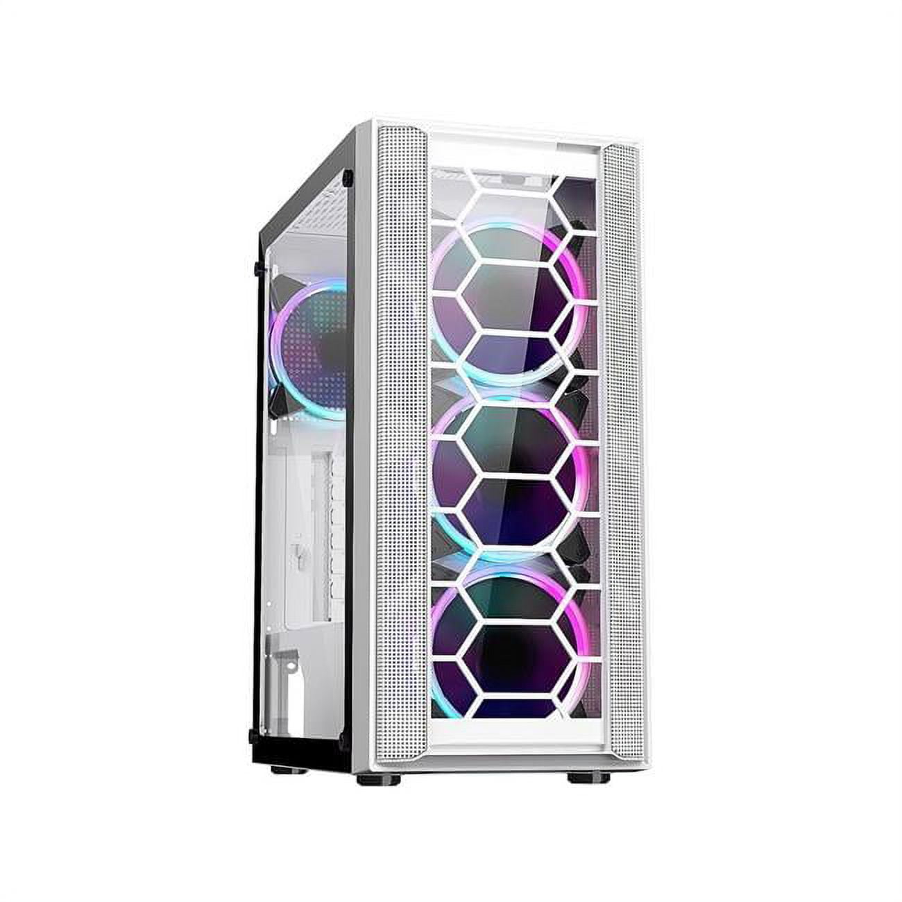 DIYPC Rainbow-Flash-F4-W White Steel / Tempered Glass ATX Mid Tower ...