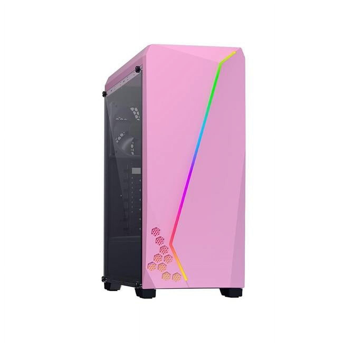 DIYPC S2-PINK-RGB Steel & Tempered Glass ATX Mid Tower Computer Case ...