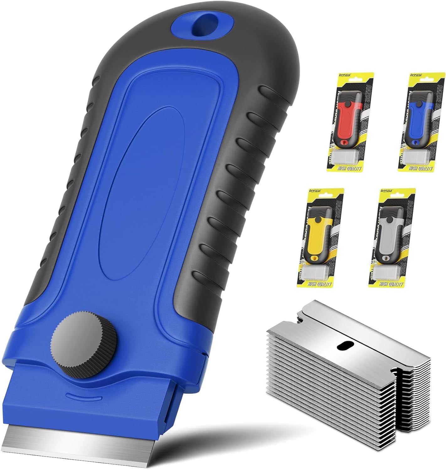 DIYSELF 1 Pack Razor Blade Scraper, Glass Scraper with Extra 15 Blades ...