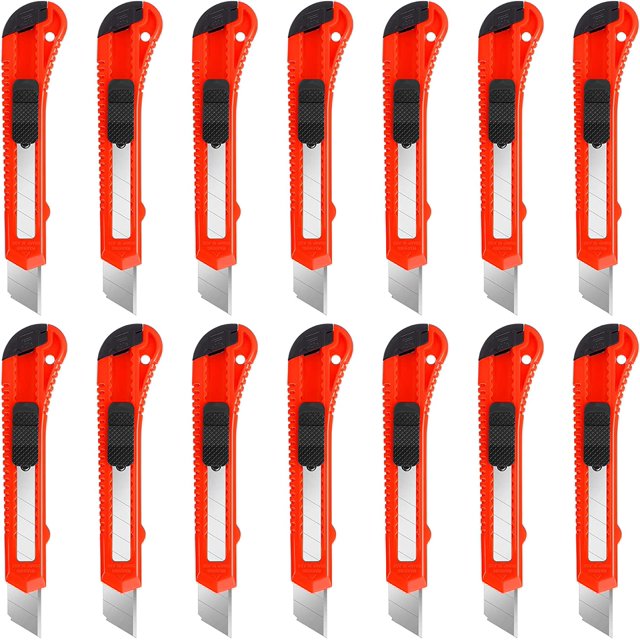 DIYSELF 14 Pack Utility Knife Retractable, Box Cutter Knife with 18mm Wide Utility Blades ...