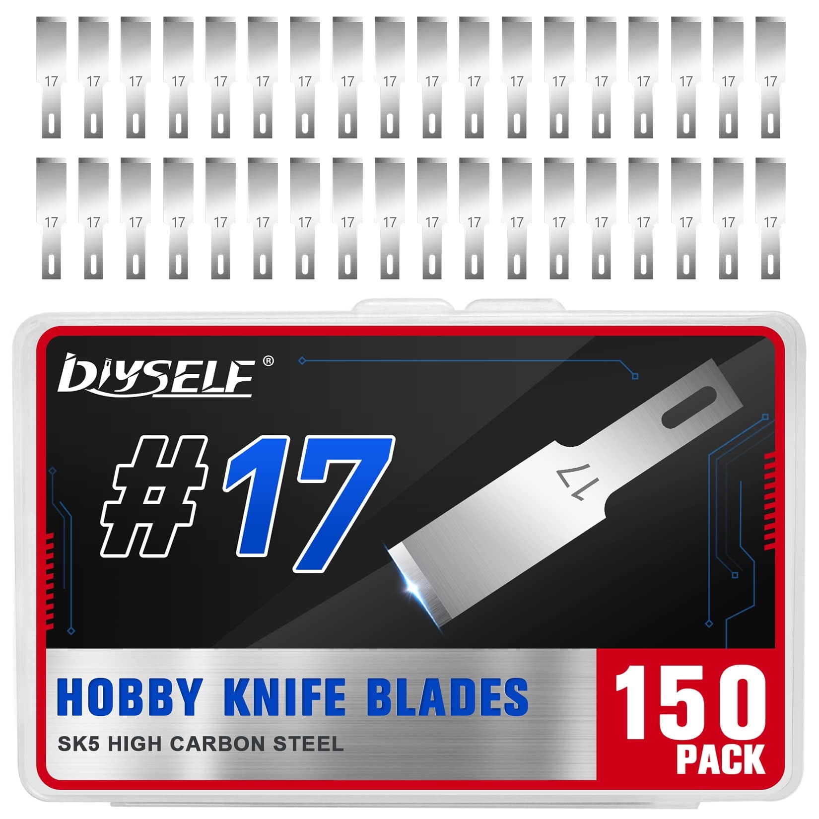 DIYSELF 150 PCS Exacto Knife Blades 17, Hobby Knife Blades, High Carbon ...
