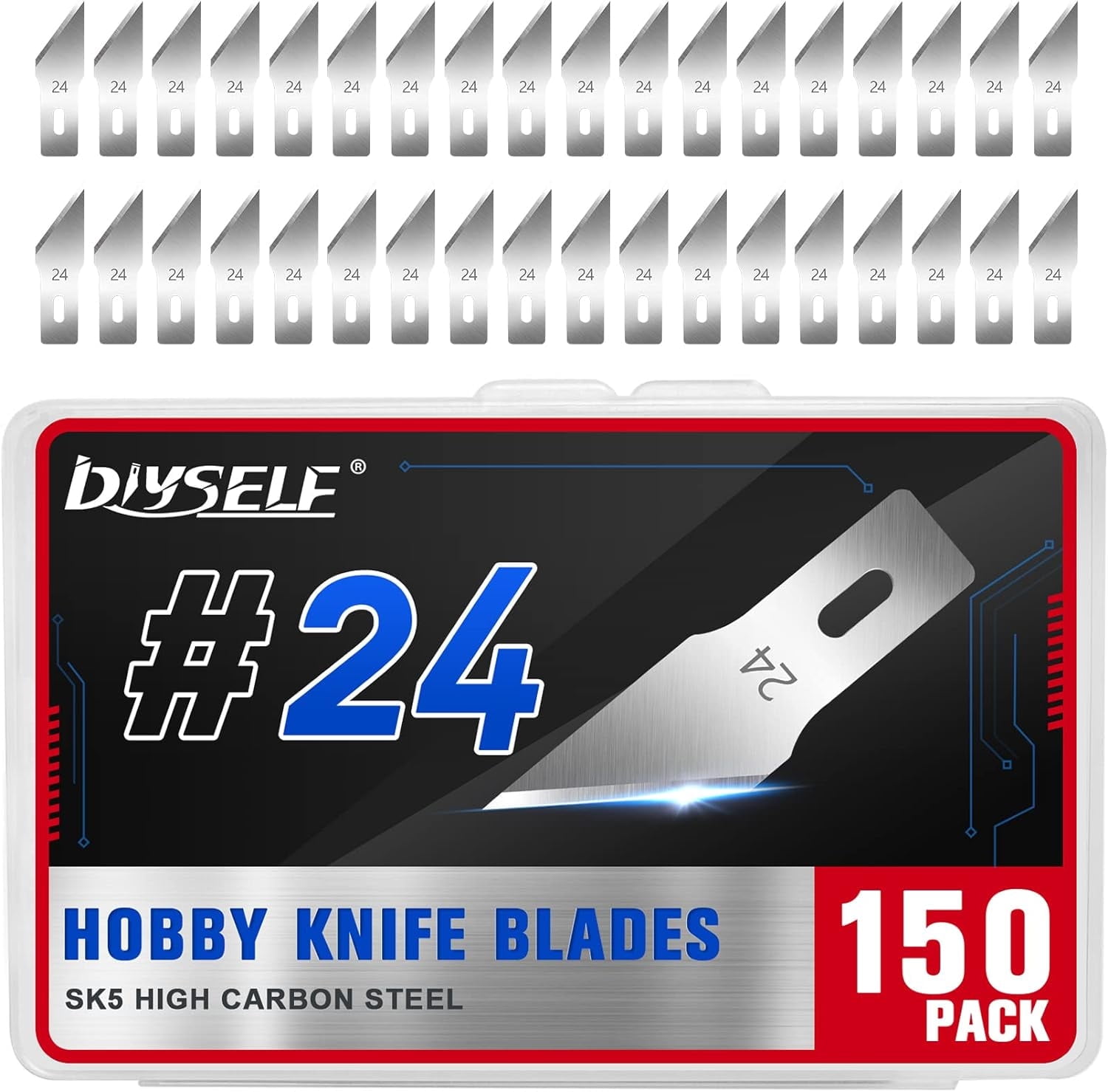 DIYSELF 150 PCS Exacto Knife Blades 24, Hobby Knife Blades, High Carbon ...
