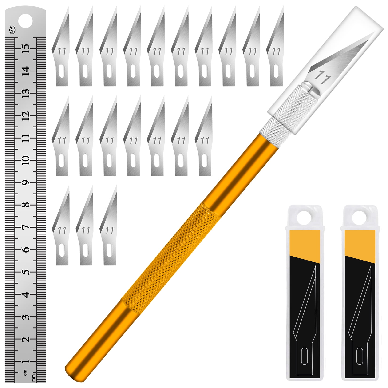 DIYSELF 1PCS Hobby Knife Exacto Knife and 20 Craft Knife Blades (Gold ...