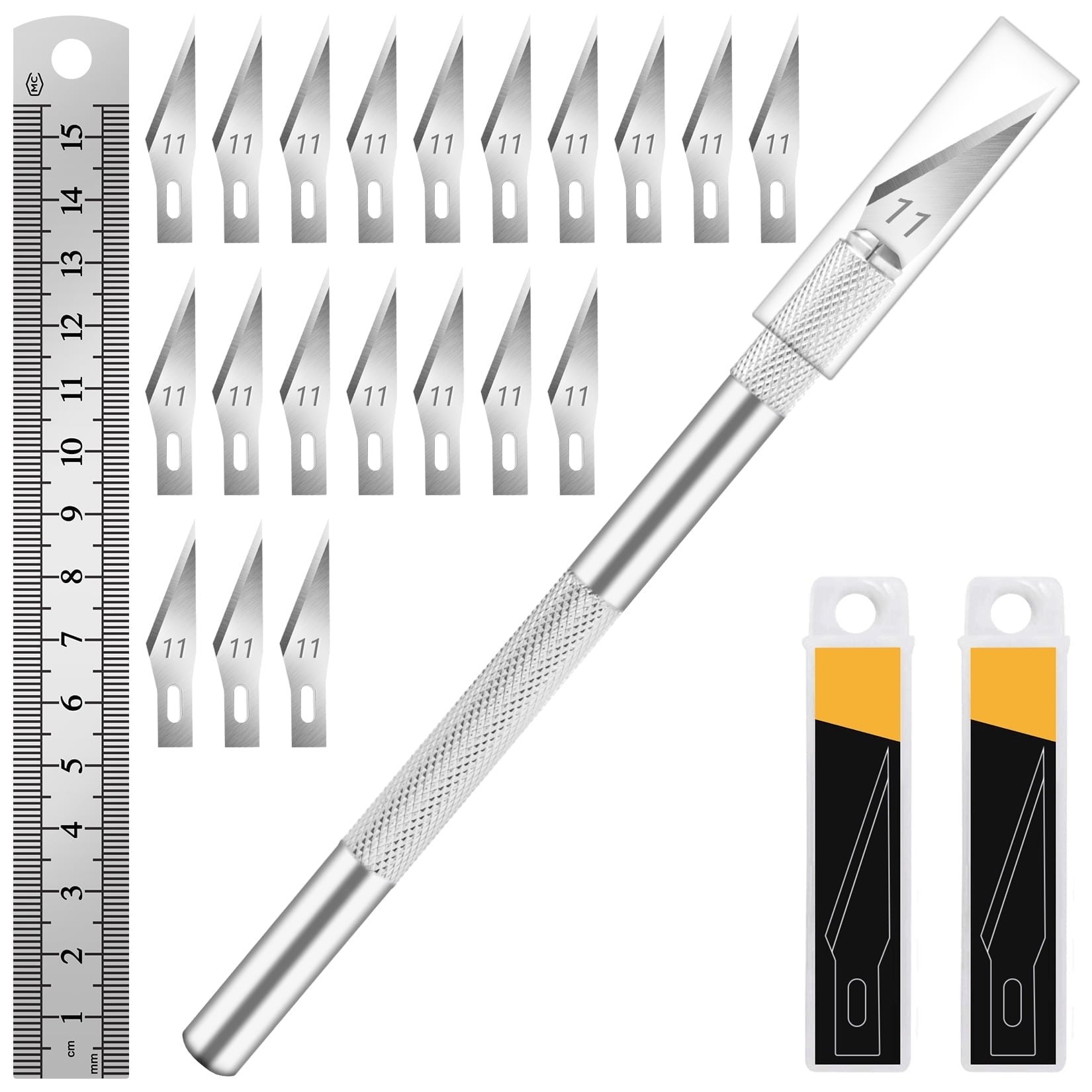 DIYSELF 1PCS Hobby Knife Exacto Knife and 20 Craft Knife Blades (Silver ...