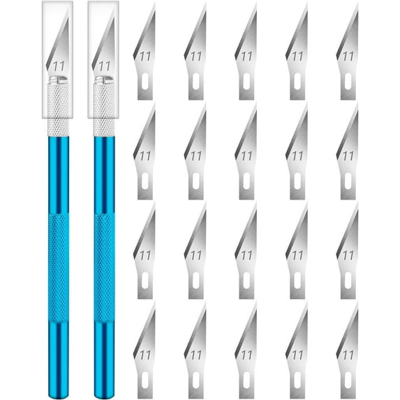DIYSELF 2 Pack Exacto Knife for Crafting, with Extra 20 Blades #11(Blue ...