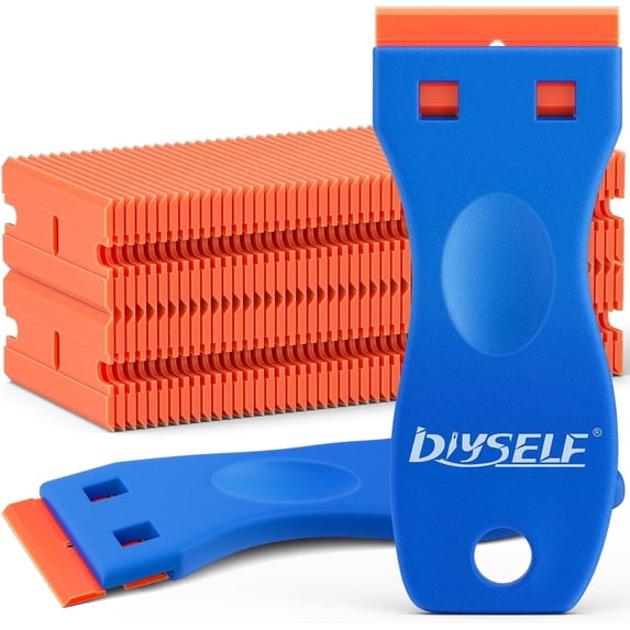 DIYSELF 2 Pack Plastic Razor Blade Scraper, 100Pcs Refills for Stain ...