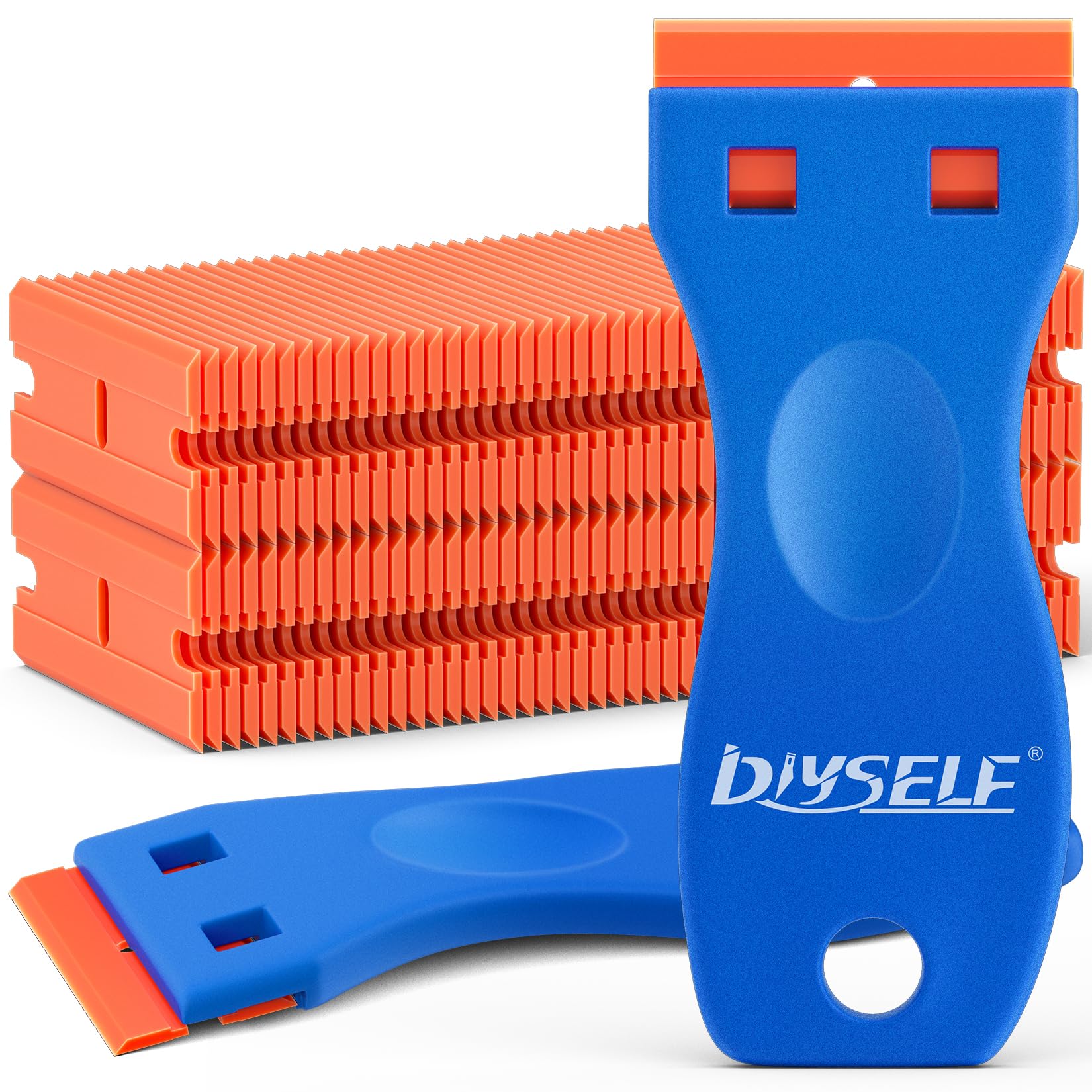 DIYSELF 2 Pack Plastic Razor Blade Scraper, Extra Plastic Razor Blades ...