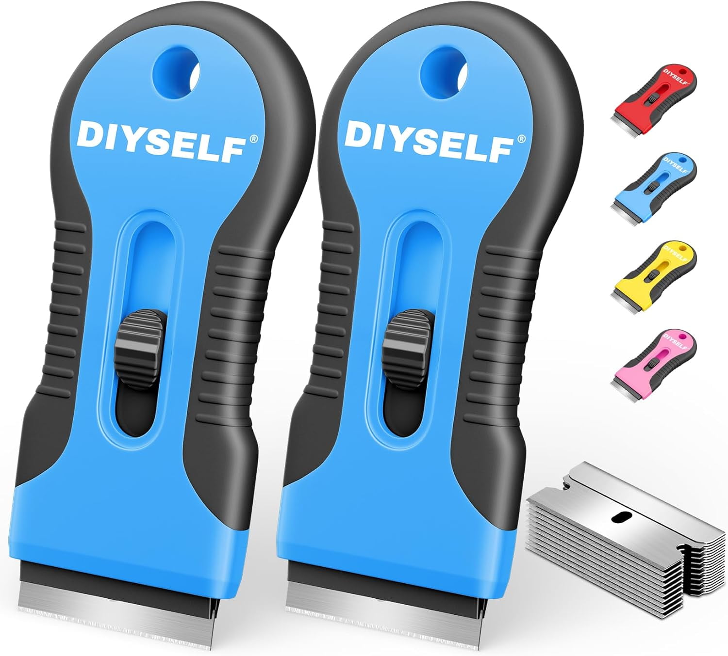 DIYSELF 2 Pack Razor Blade Scraper with 10 PCS Replacement Mental ...