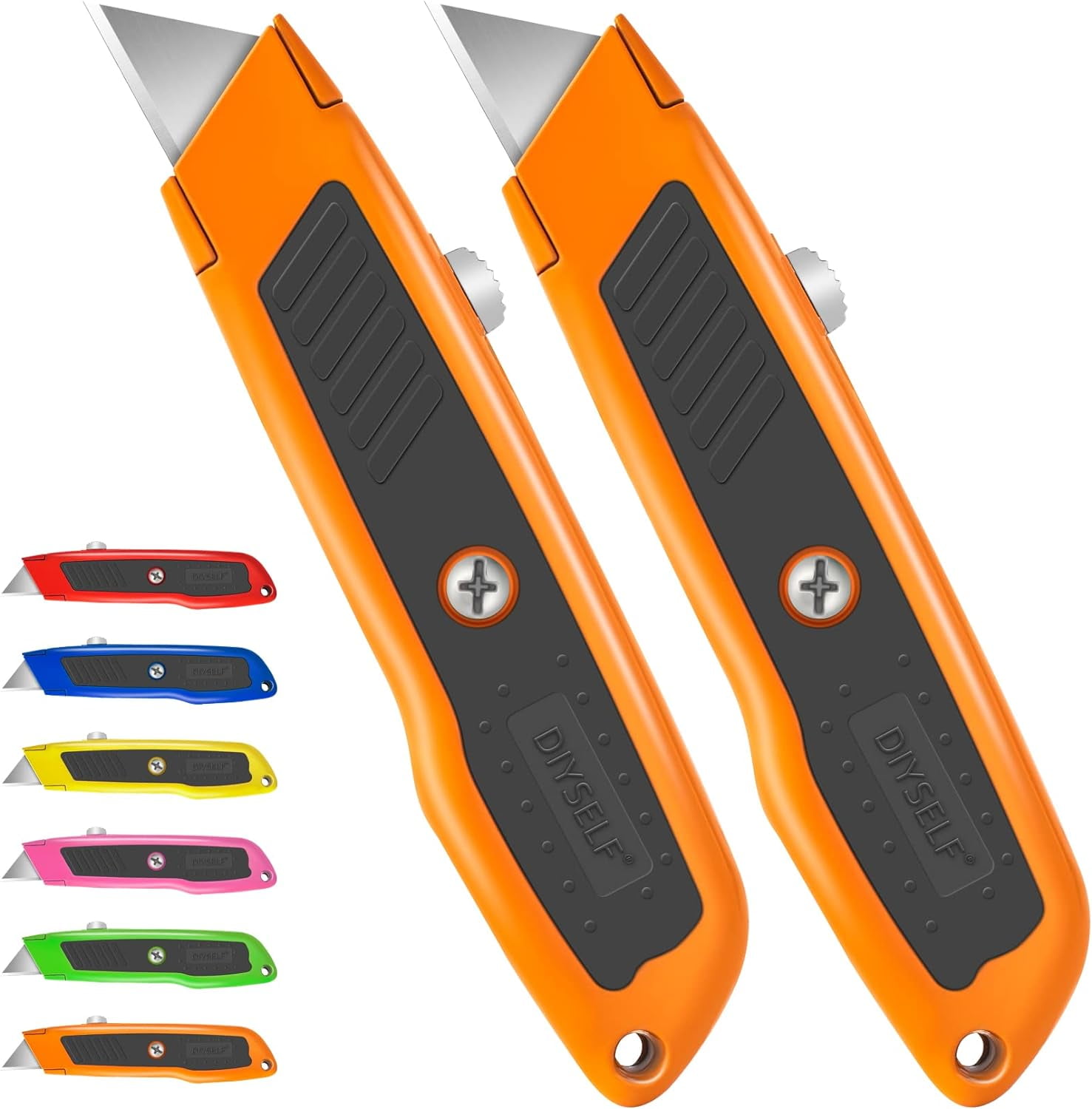 DIYSELF 2 Pack Utility Knife, Heavy Duty Box Cutter Retractable Knife ...