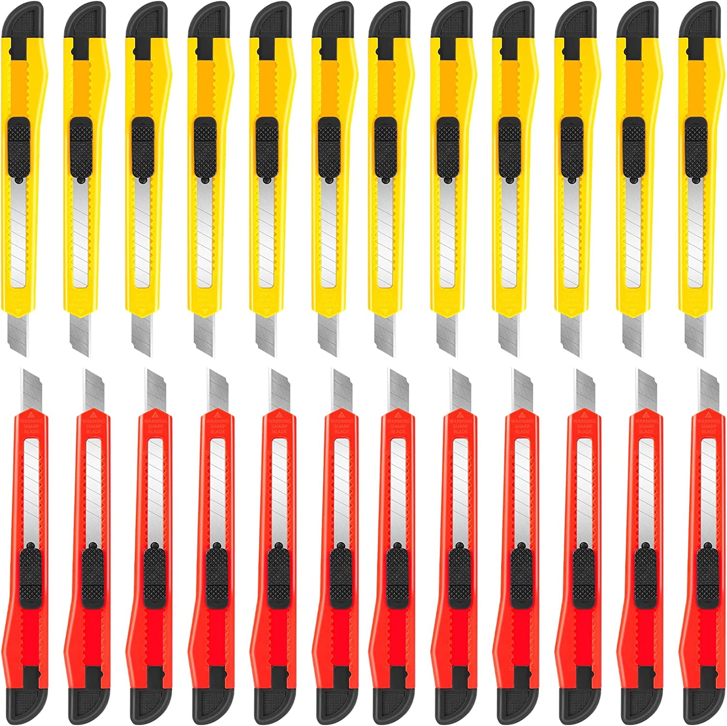 DIYSELF 24 Pack Utility Knife, Box Cutters Bulk (9mm Wide Blade Cutter ...