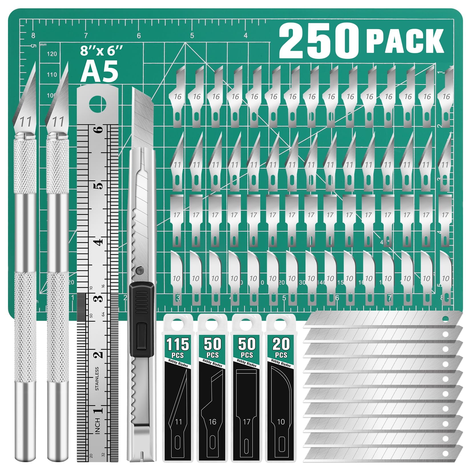 DIYSELF 250 Pcs Exacto Knife, Craft Knife, 2 Exacto Knives with Extra ...