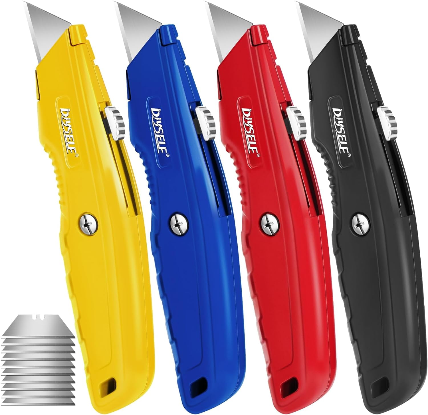 DIYSELF 4 Pack Utility Knife, Box Cutters, Utility Knife with 10 Pcs Blades - Walmart.com
