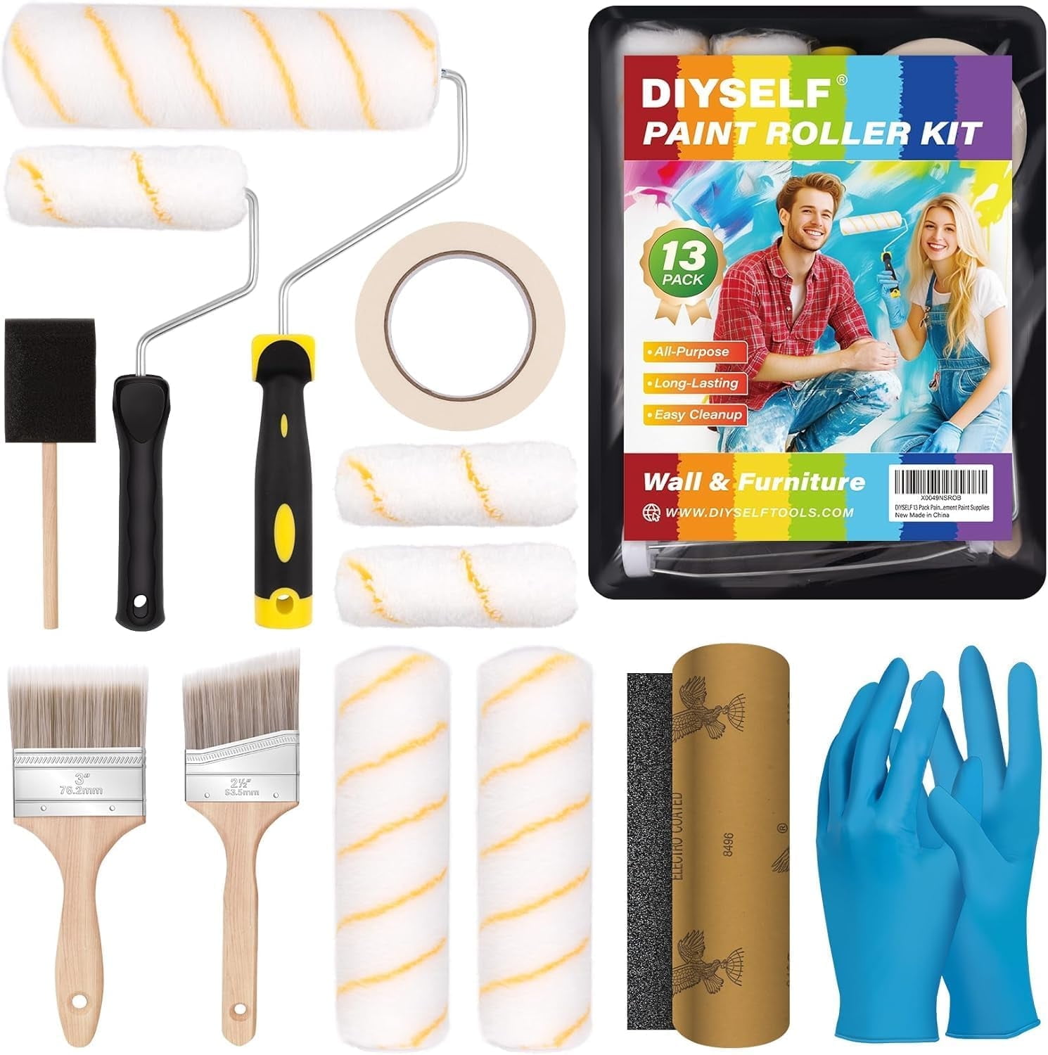 Paint Roller Kit, 13 PCS Paint Kit for House Painting Includes Paint ...