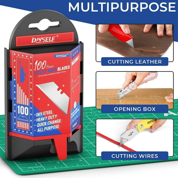 DIYSELF Utility Knife Blades 100 Pack, Box Cutter Blades Refills ...