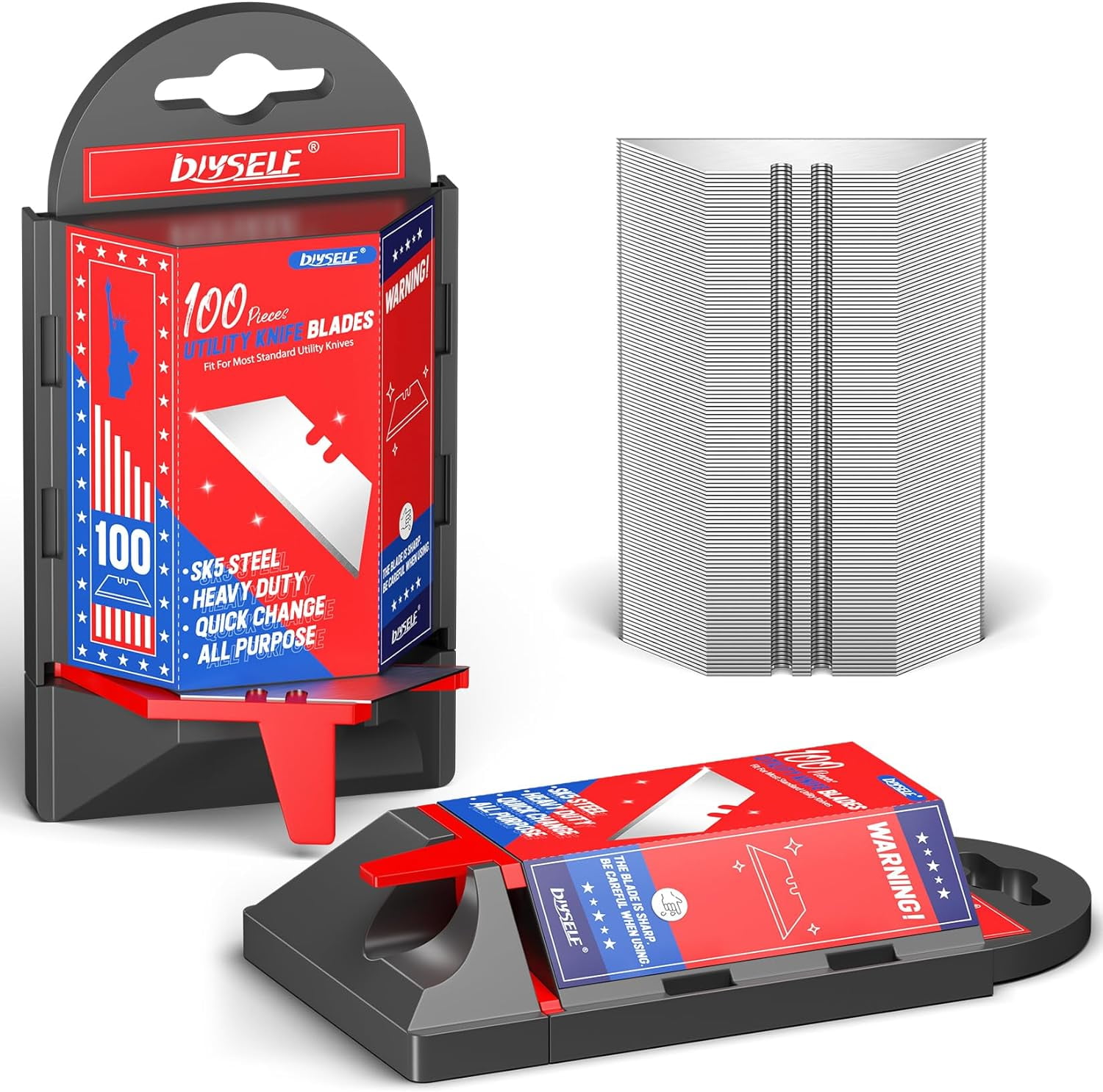 DIYSELF Utility Knife Blades - 200-Pack Sk5 Steel, Box Cutter Blades ...