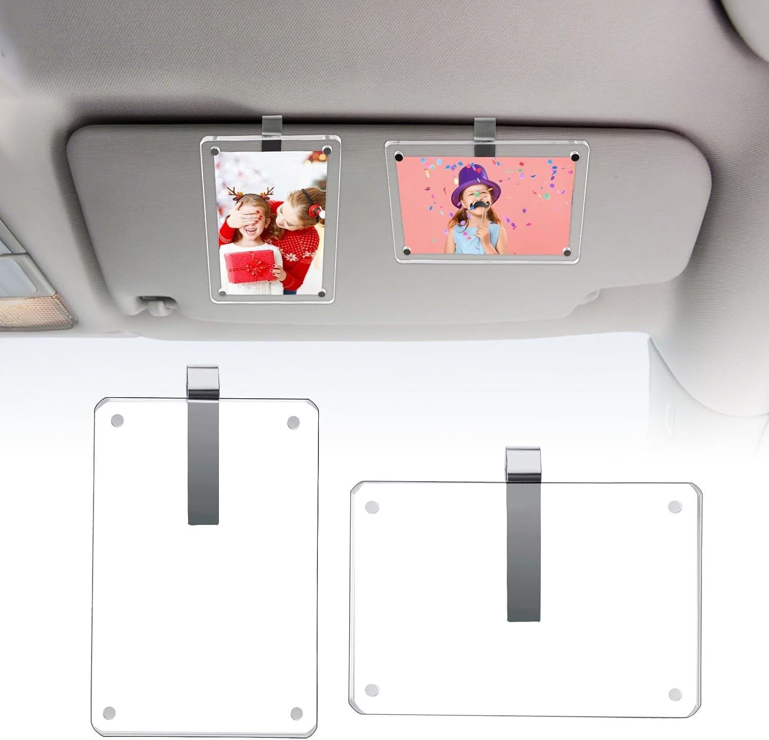 DIYSMART Car Picture Frame Photo Holder Clip Sun Visor Magnetic Acrylic ...