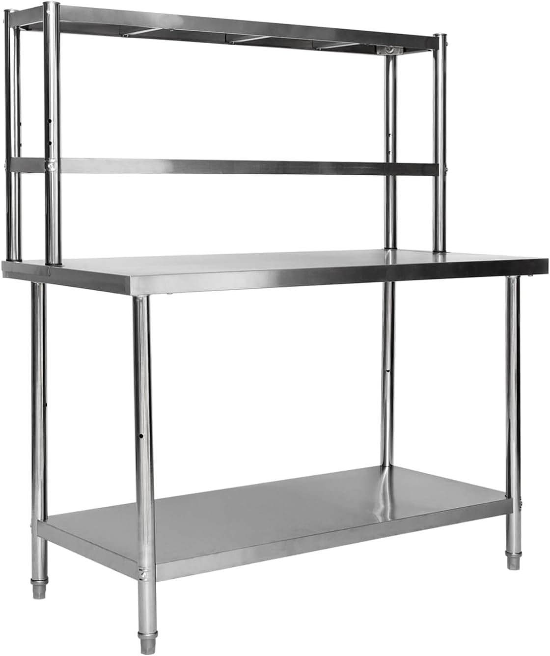 DIYTuning 2 Tier Stainless Steel Table with Overshelves,Maximum weight ...