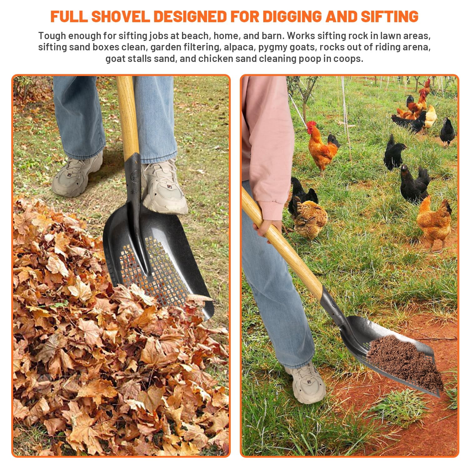 DIYTuning Heavy Duty Sieve Shovel, Chicken Poop Scooper for Coop ...