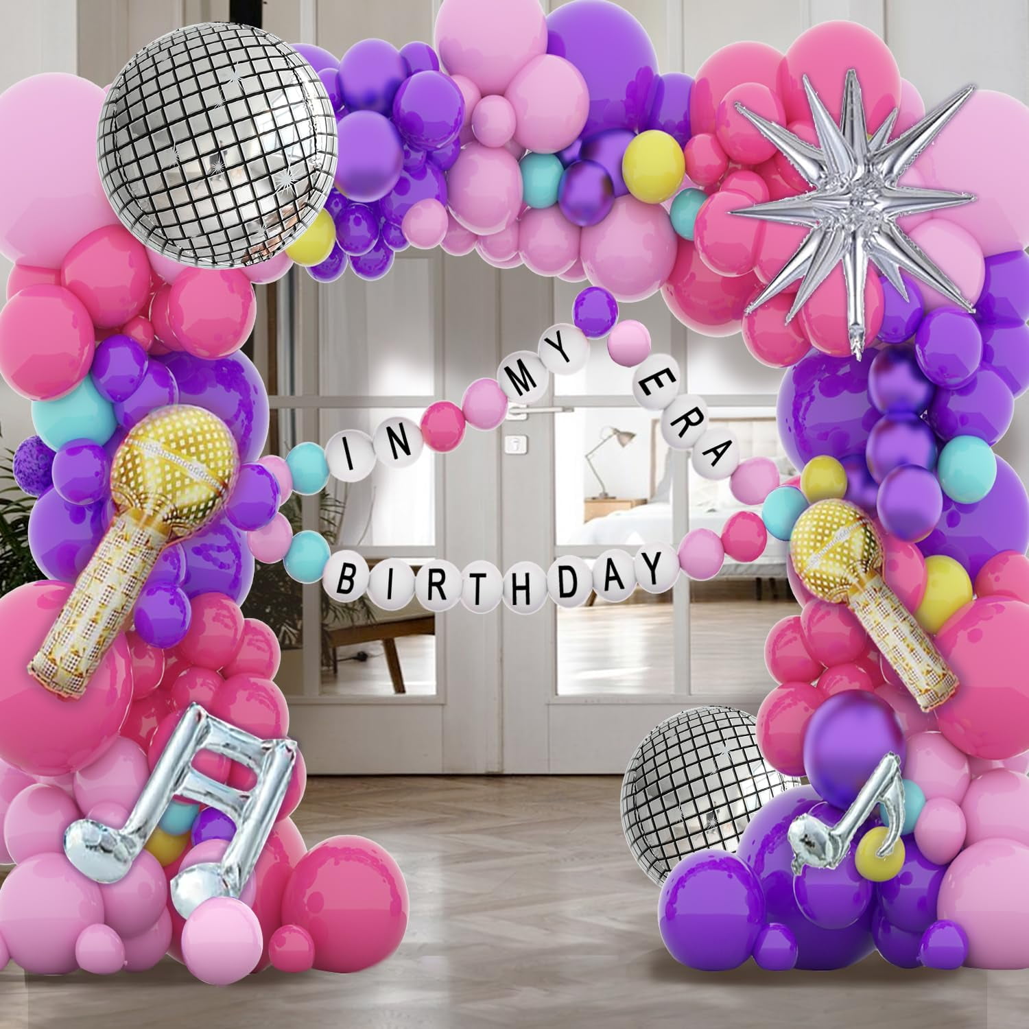 DIZHI Birthday DecorationsEGSC 173pcs Pink Purple Balloon Arch Kit With ...