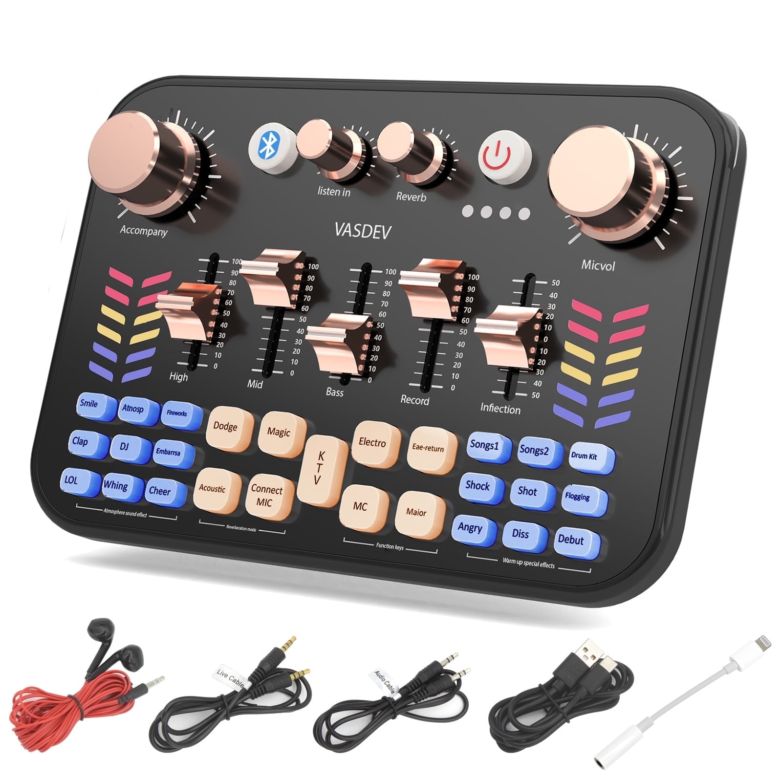 VASDEV DJ Audio Mixers Podcast Equipment Bundle， Voice Changer DJ ...