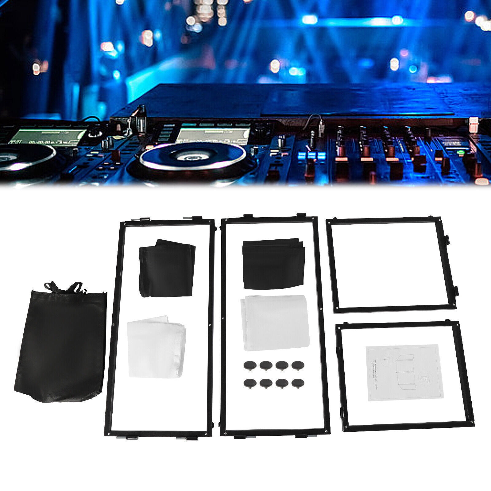 DJ Booth Cover with Adjustable Frame, Black & White Scrims, Portable ...