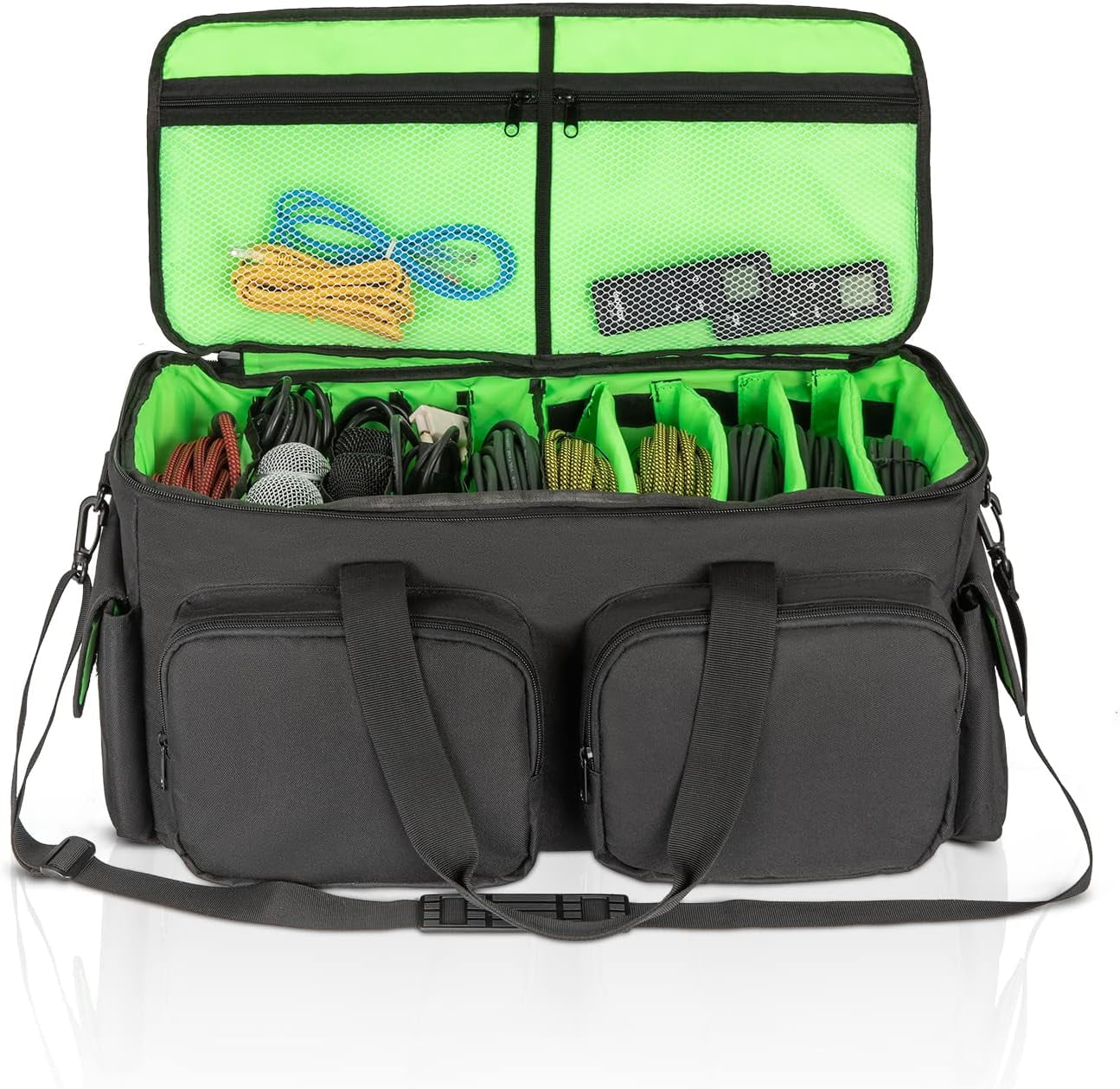 DJ Cable File Bag, Detachable Padded Bottom and Adjustable Dividers ...