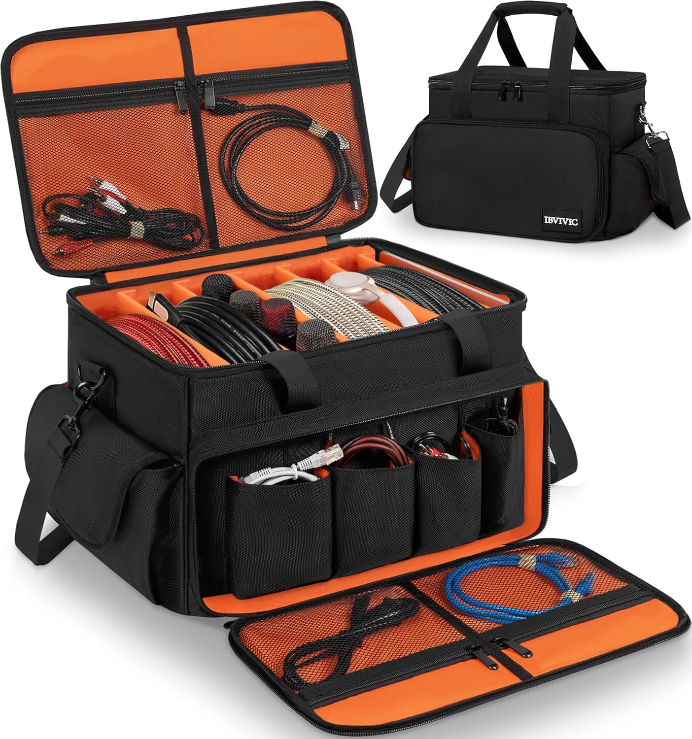 DJ Cable File Bag With Adjustable Dividers, Dj Gig for Cables, Cords ...