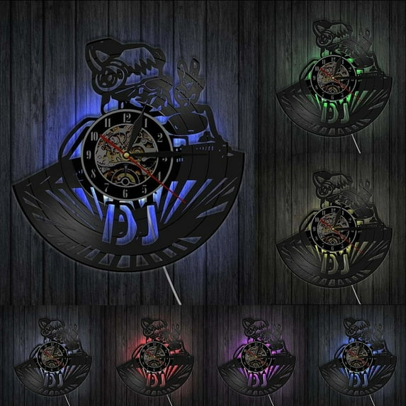 DJ Character Vinyl Record LP Wall Clock DJ Mixer Personalised Wall ...