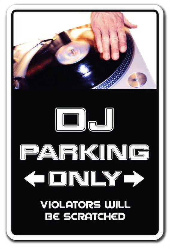 DJ Decal parking records turn tables mixer disc jockey music dance ...
