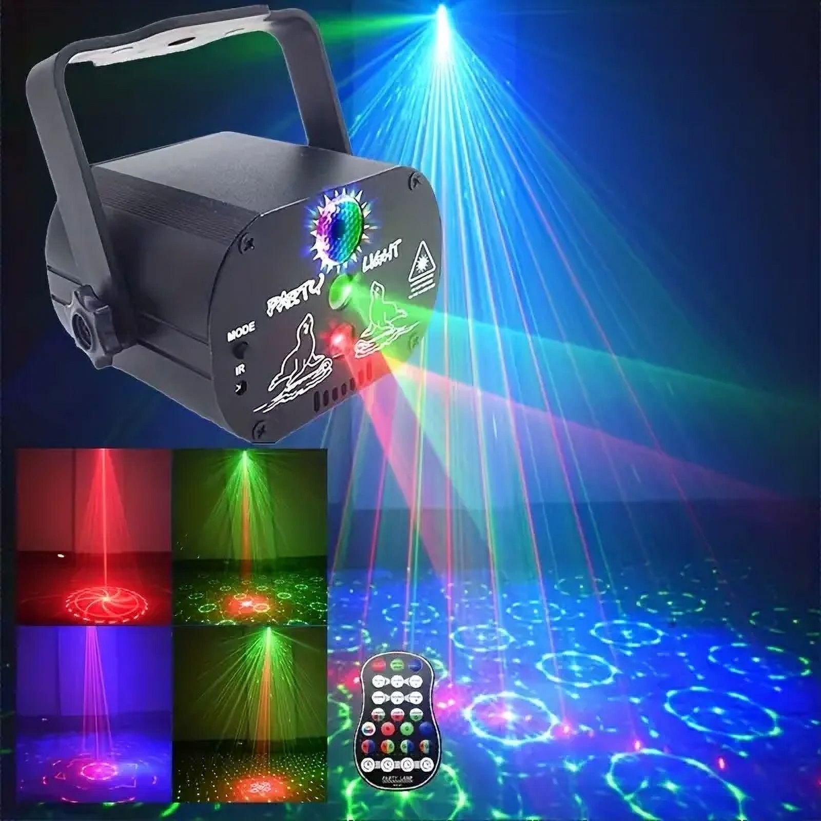 DJ Disco Stage Party Lights, LED Sound Activated Laser Light RGB Flash ...