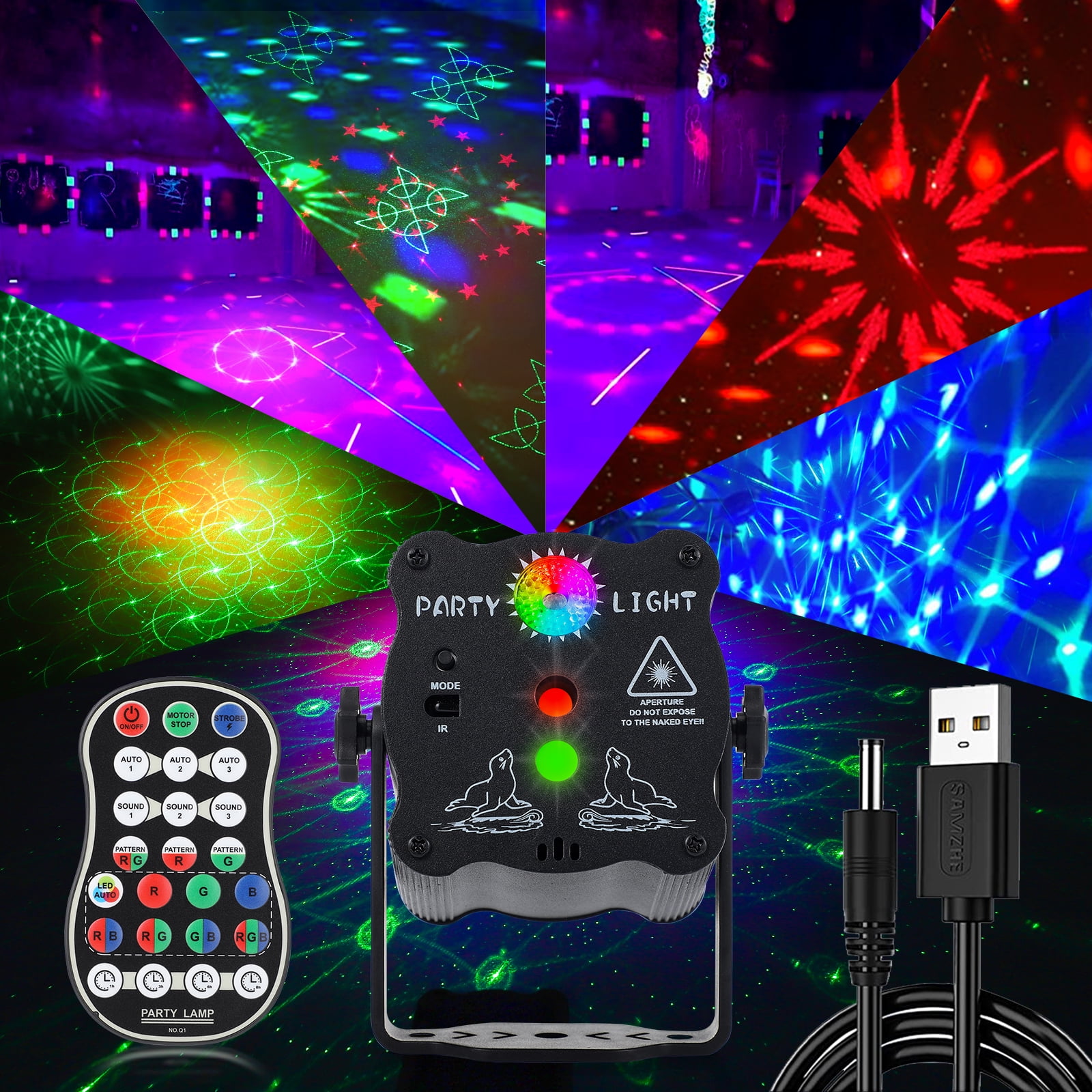 DJ Disco Stage Party Lights with Remote Control - Sound Activated Stage ...